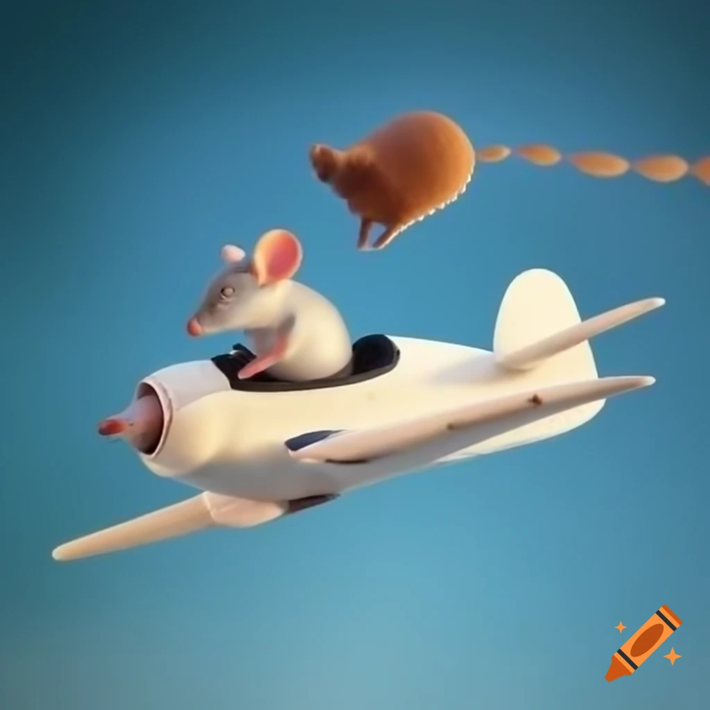 Photorealistic depiction of a mouse flying a plane on Craiyon