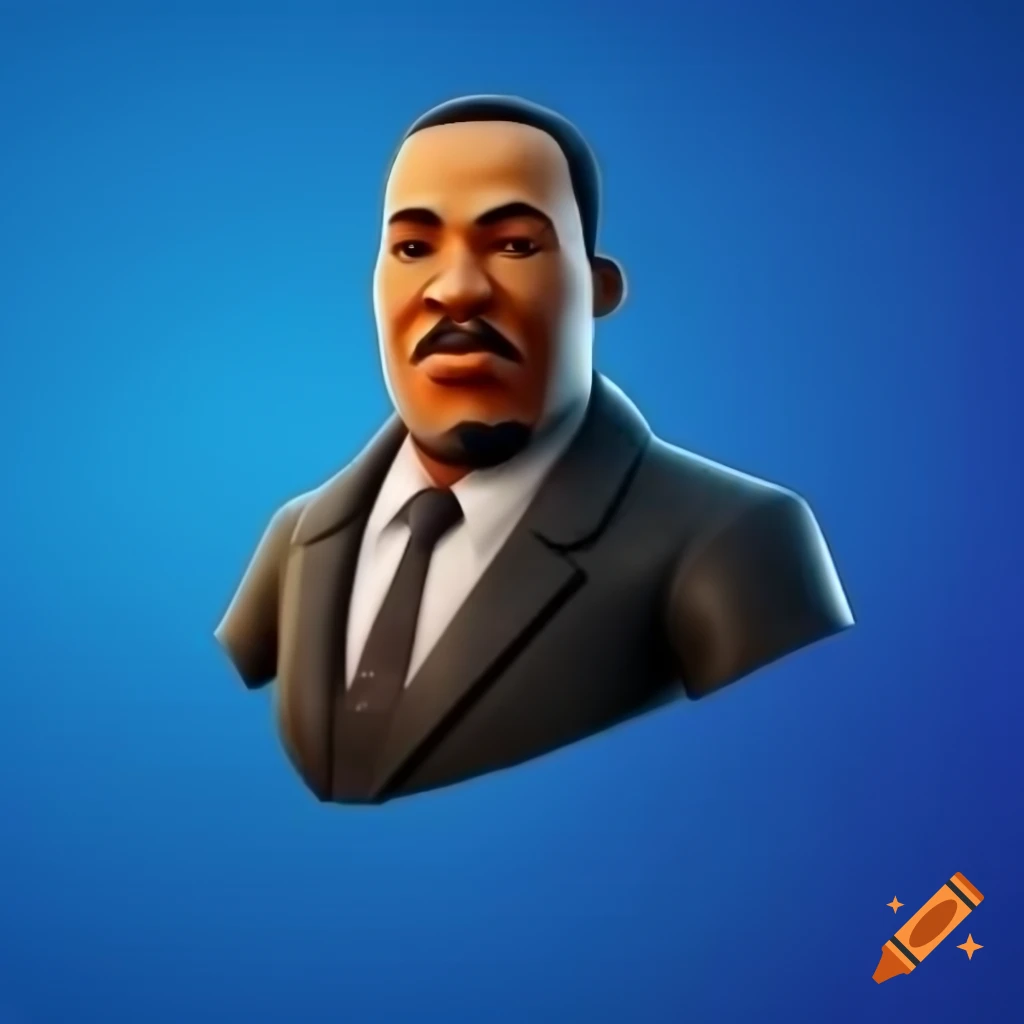 Martin Luther King illustrated in Fortnite style on Craiyon