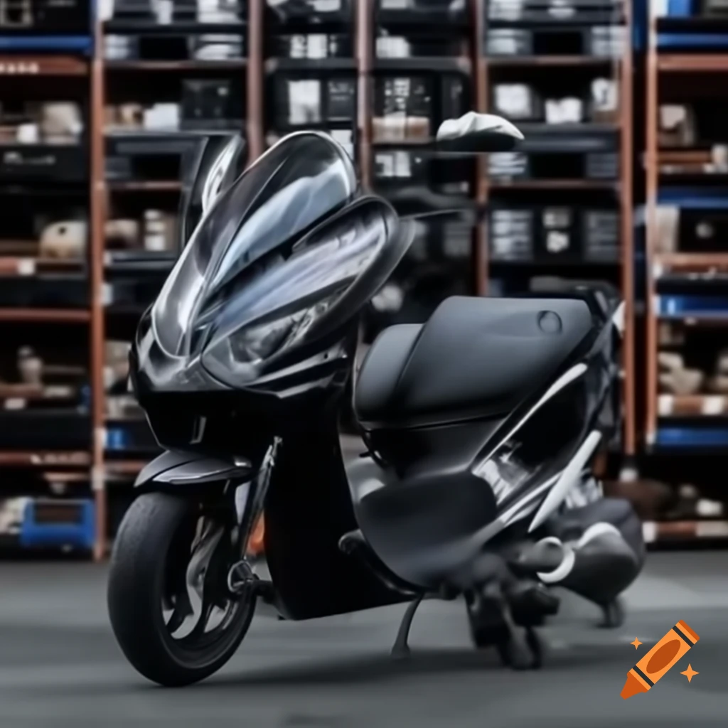 Warehouse shelves displaying motorcycle parts including tires ...
