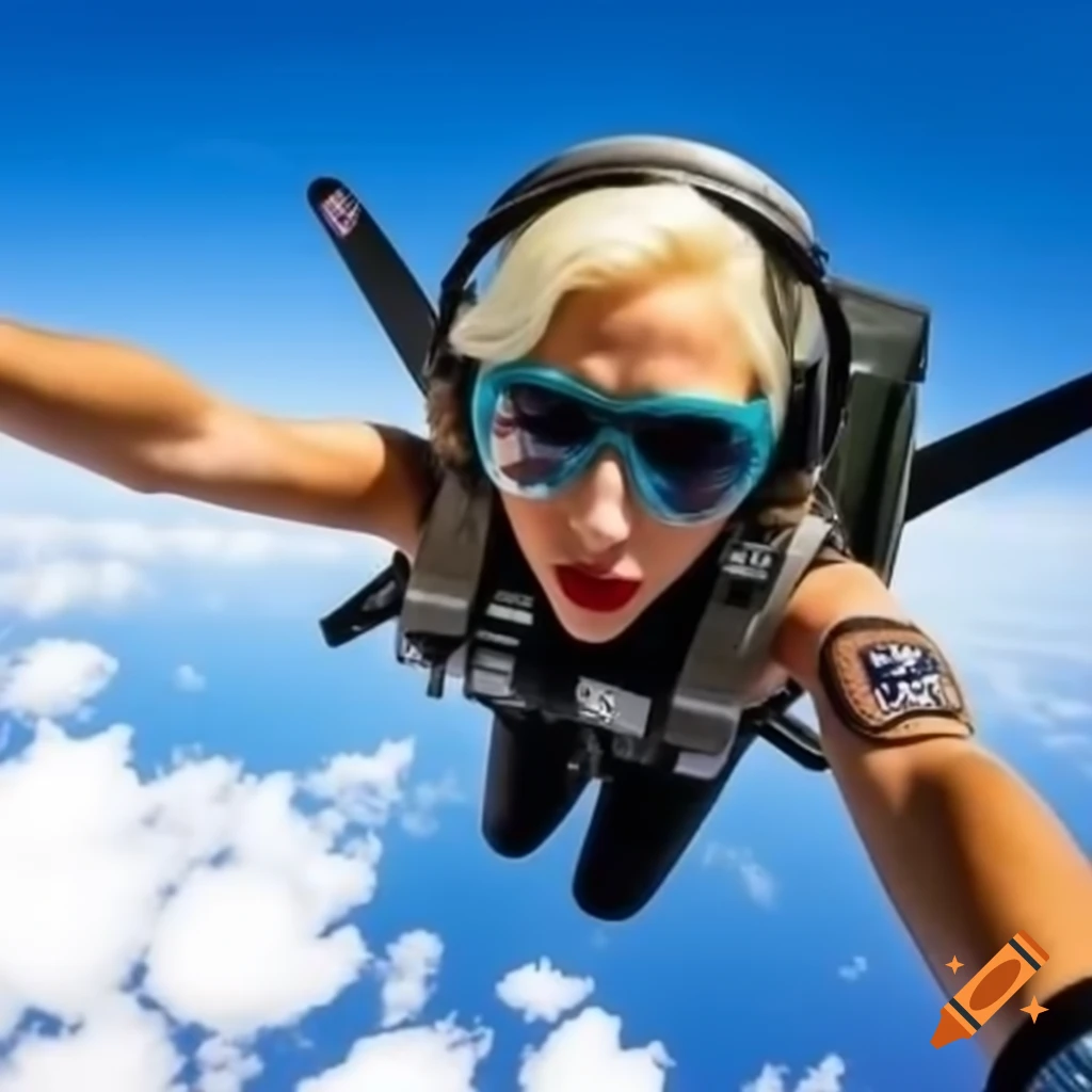 Lady Gaga as a pilot flying an aircraft on Craiyon