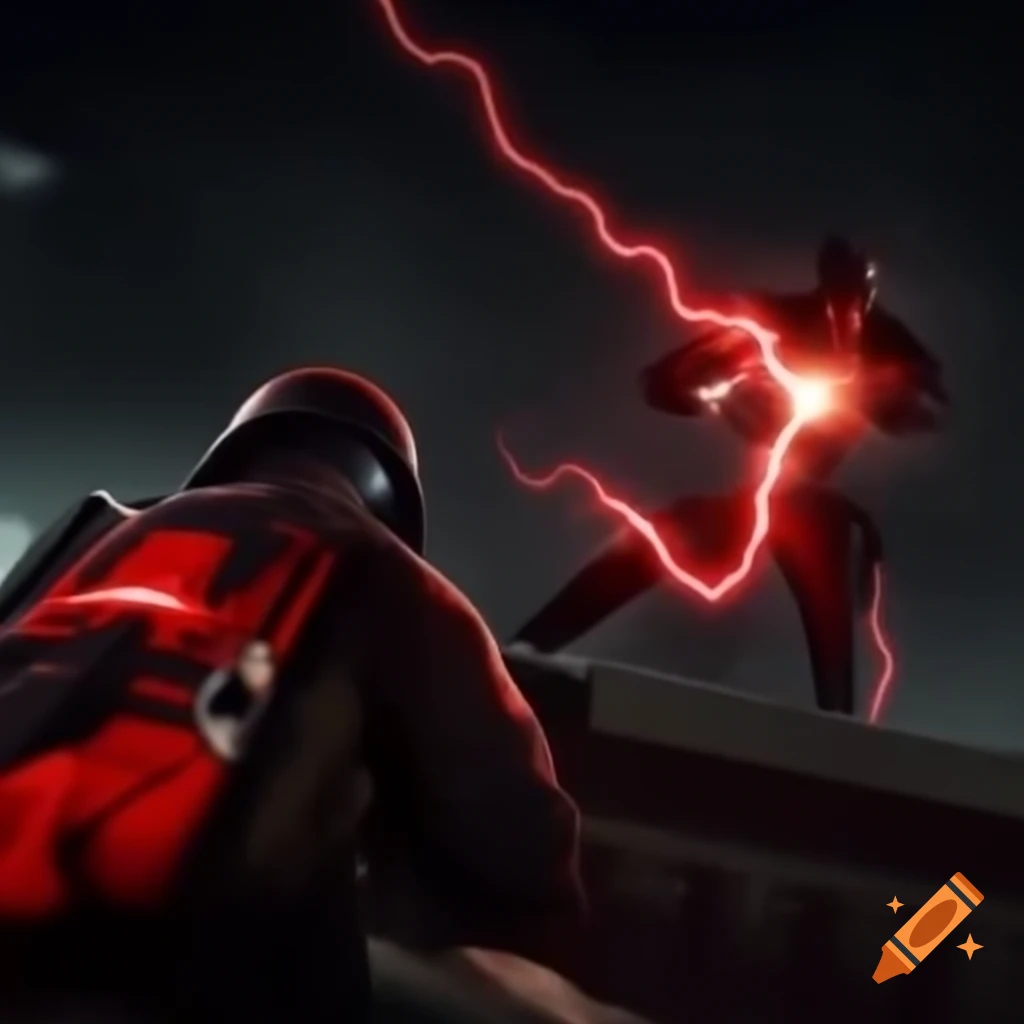 Two wizards in red and white battling with lightning weapons in a vivid ...