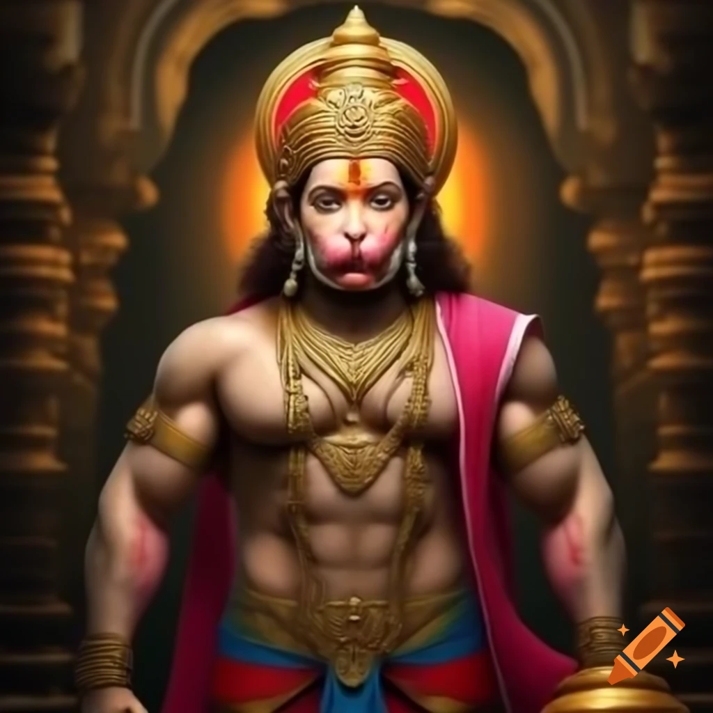 Lord hanuman hd image with blessing gesture and gada on shoulder ...