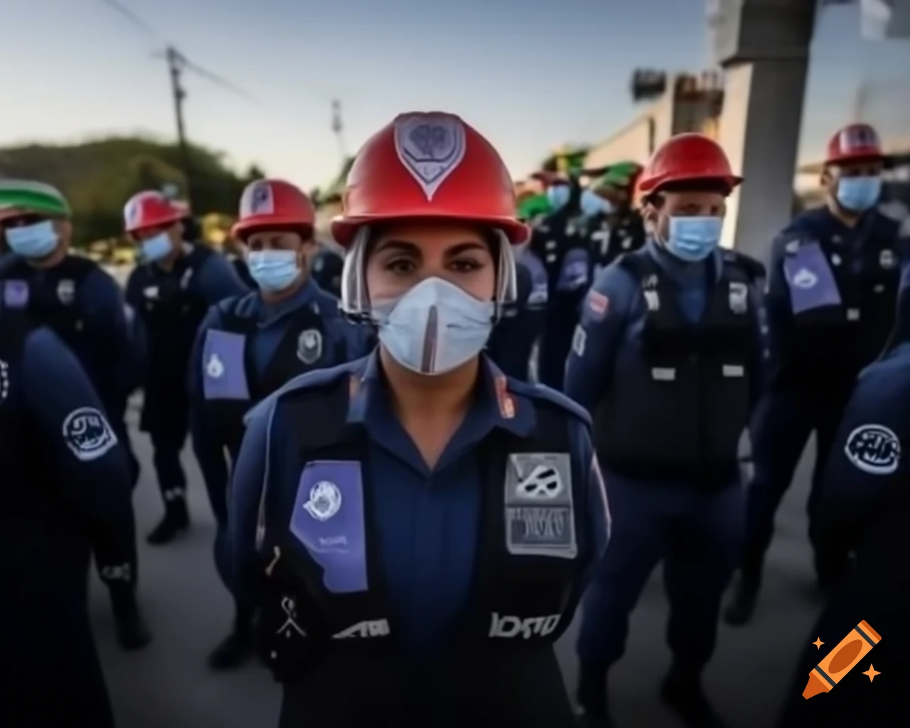 Brave civil protection team members in Mexico with bright uniforms on ...
