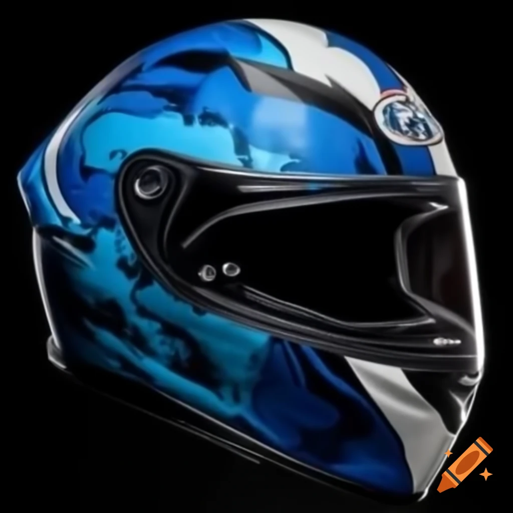Custom-painted Shoei RF-SR helmet with black, blue, silver, and white ...