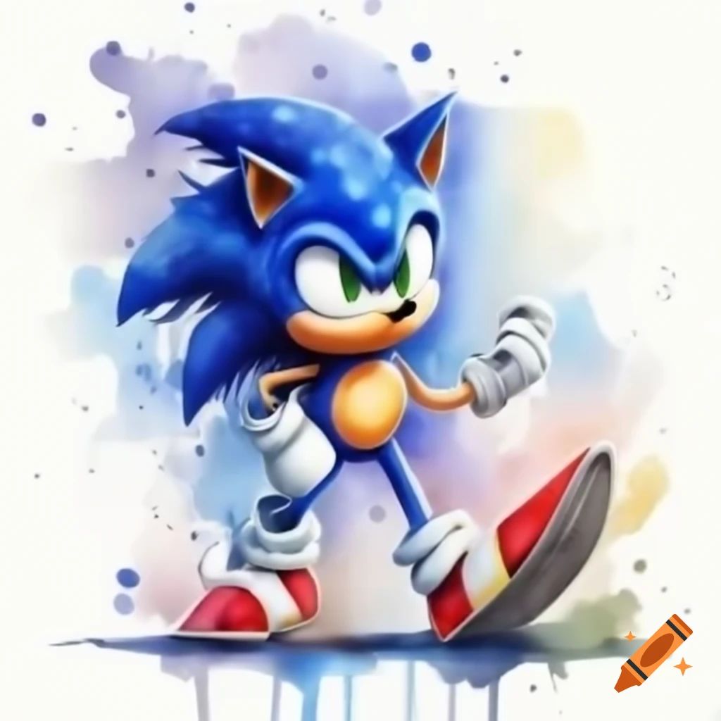 Sonic character depicted with flames on Craiyon