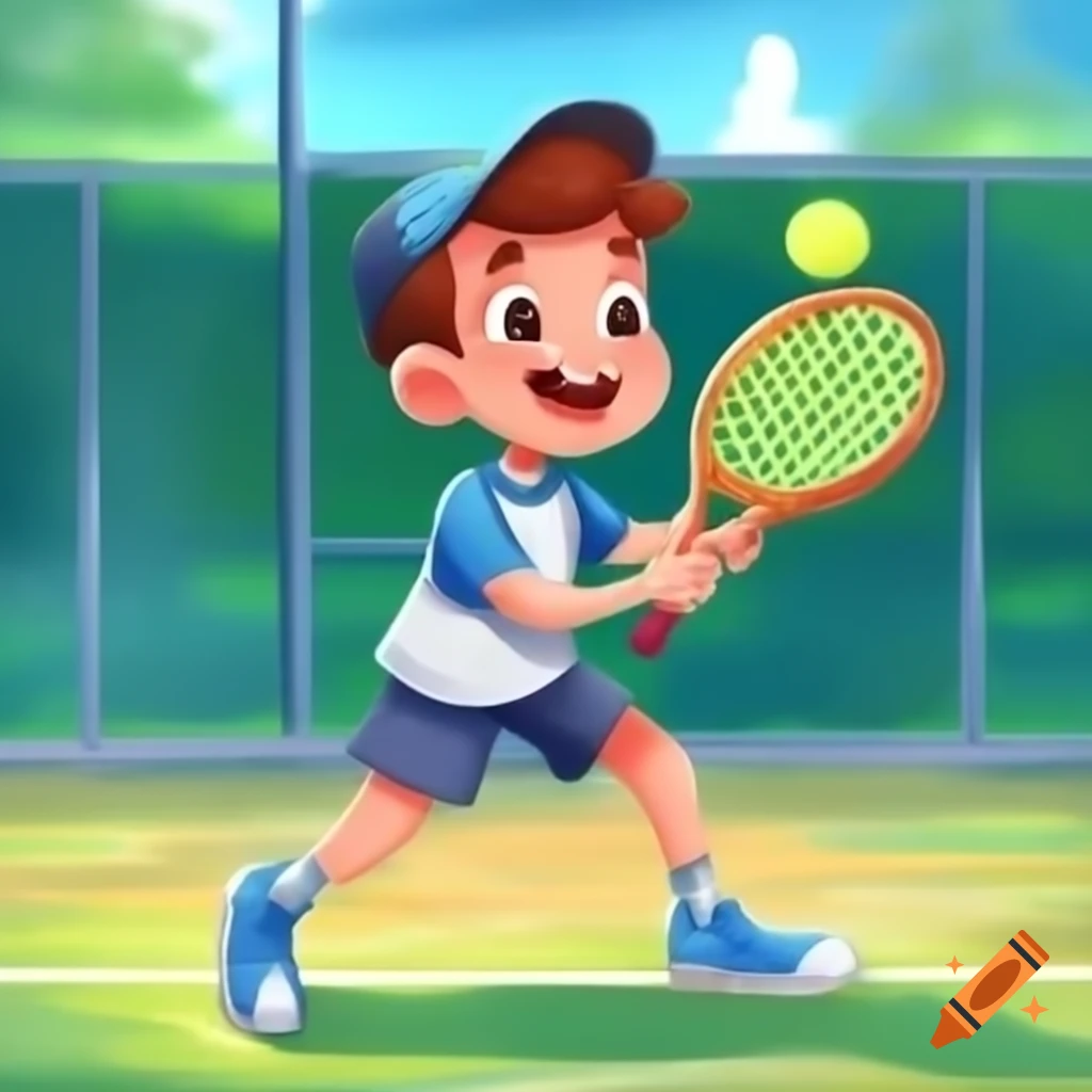 Boy playing tennis on Craiyon