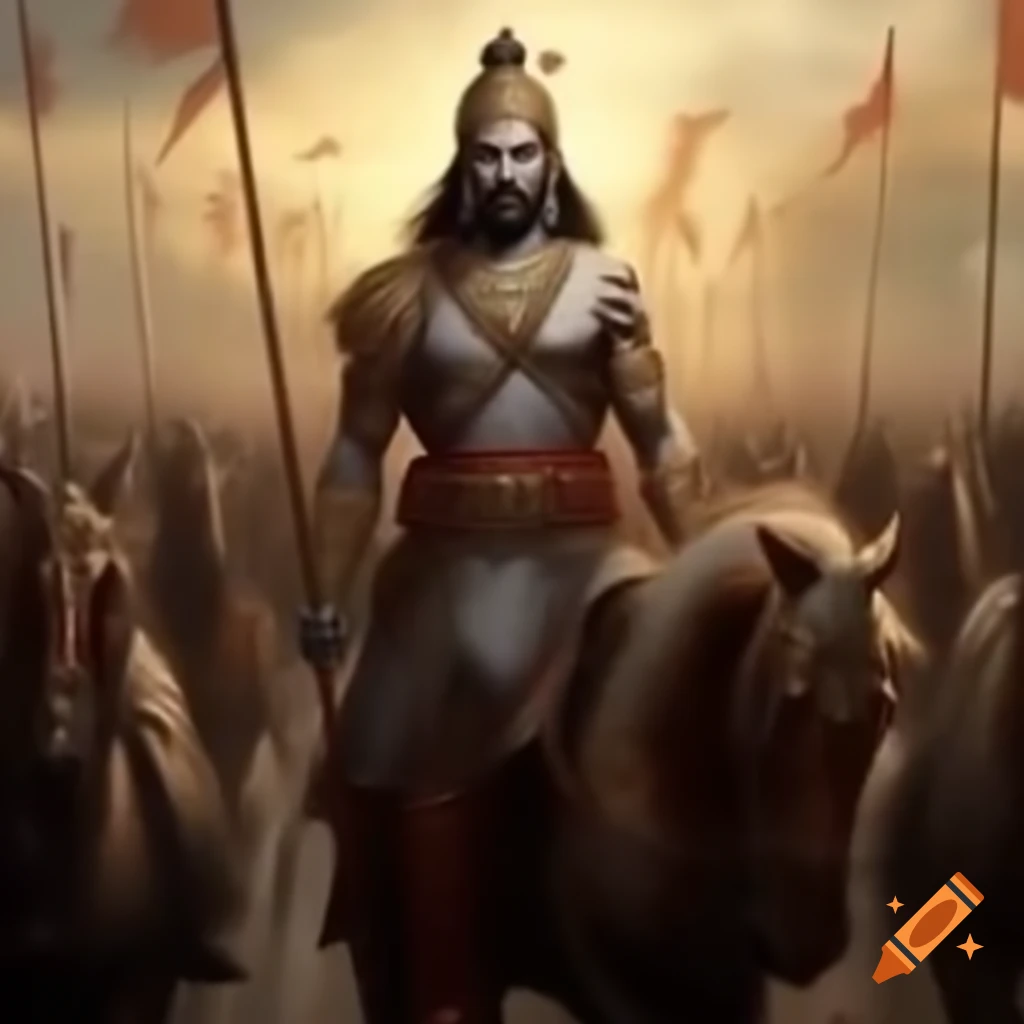 Ancient Indian king depicted in battle on Craiyon