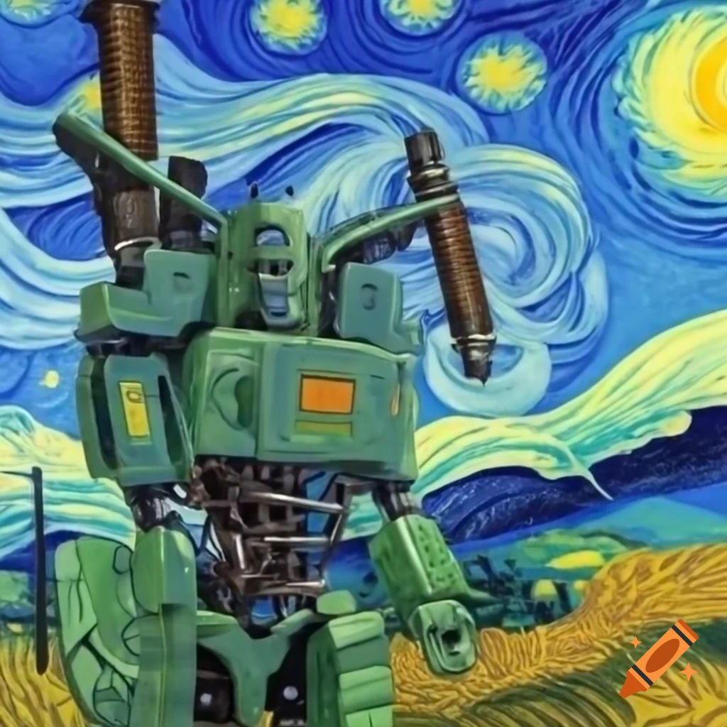 Power transformer and plant in van gogh style painting on Craiyon