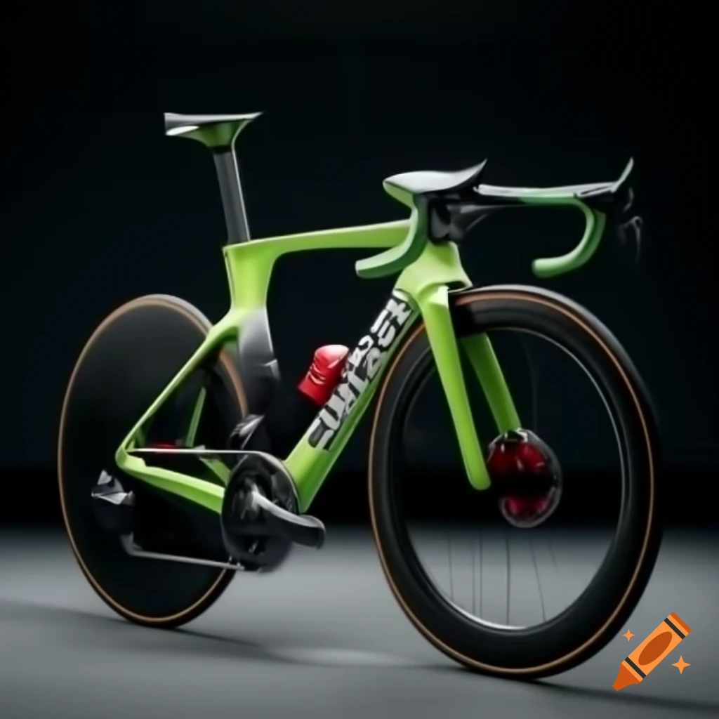 Road bike design featuring matcha green, grey, and black livery on Craiyon