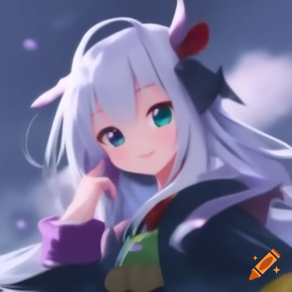 Anime chibi character in front of a mirror on Craiyon