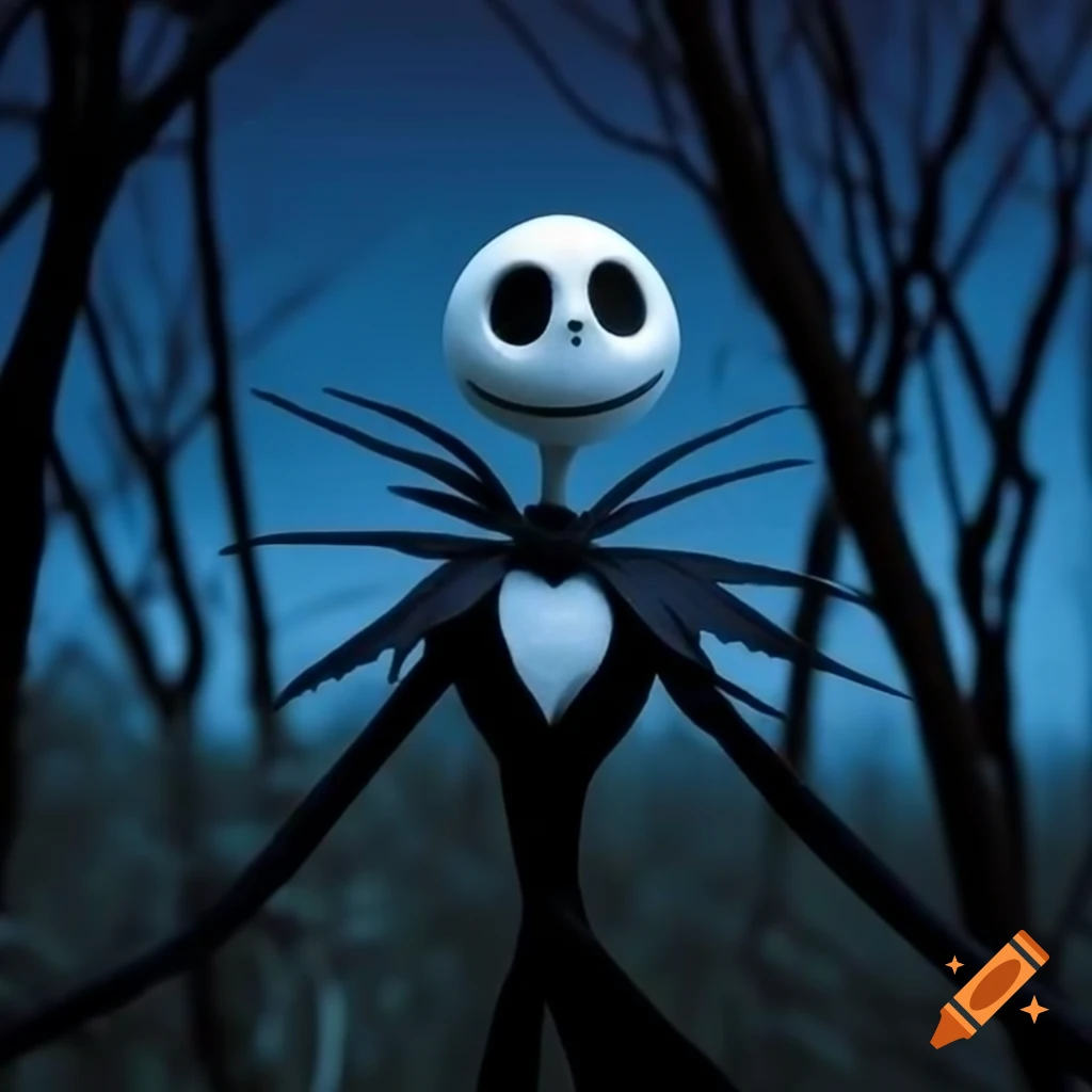 Needle felt Jack Skellington in woods with full moon, Lomography style ...