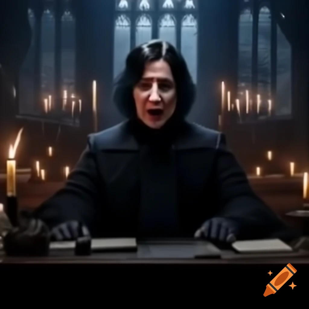 Professor snape looking shocked in dumbledore's study with lit candles ...