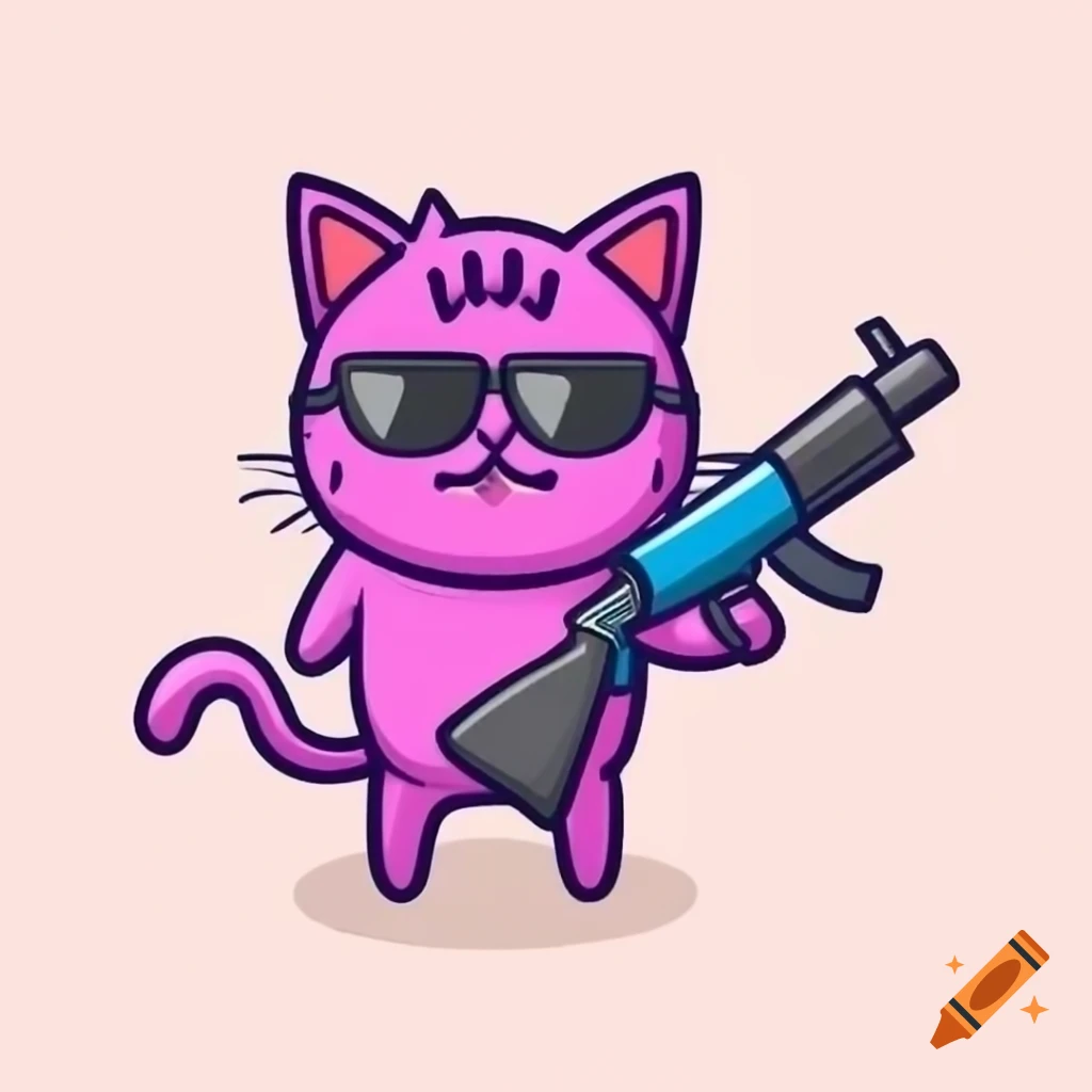 Cartoon style illustration of a gun on Craiyon