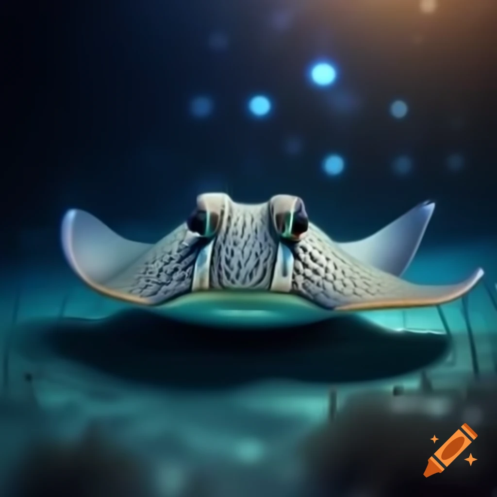 Realistic fantasy stingray set against a beautiful starry background on ...