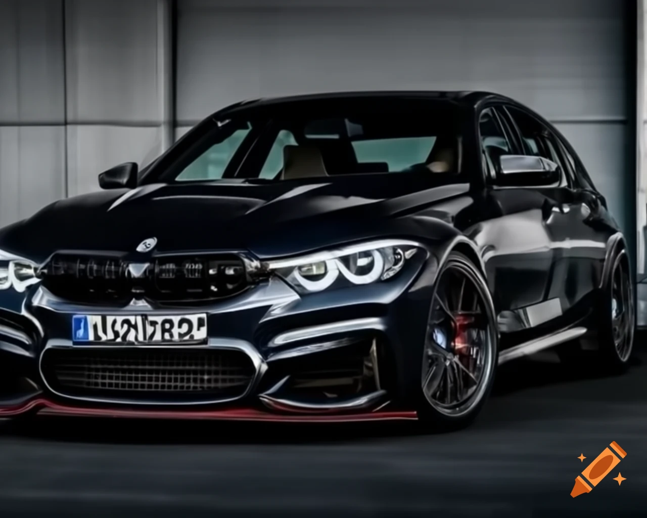 BMW Serie 5 F10 Touring M kit in nostalgic garage, 4K resolution on Craiyon