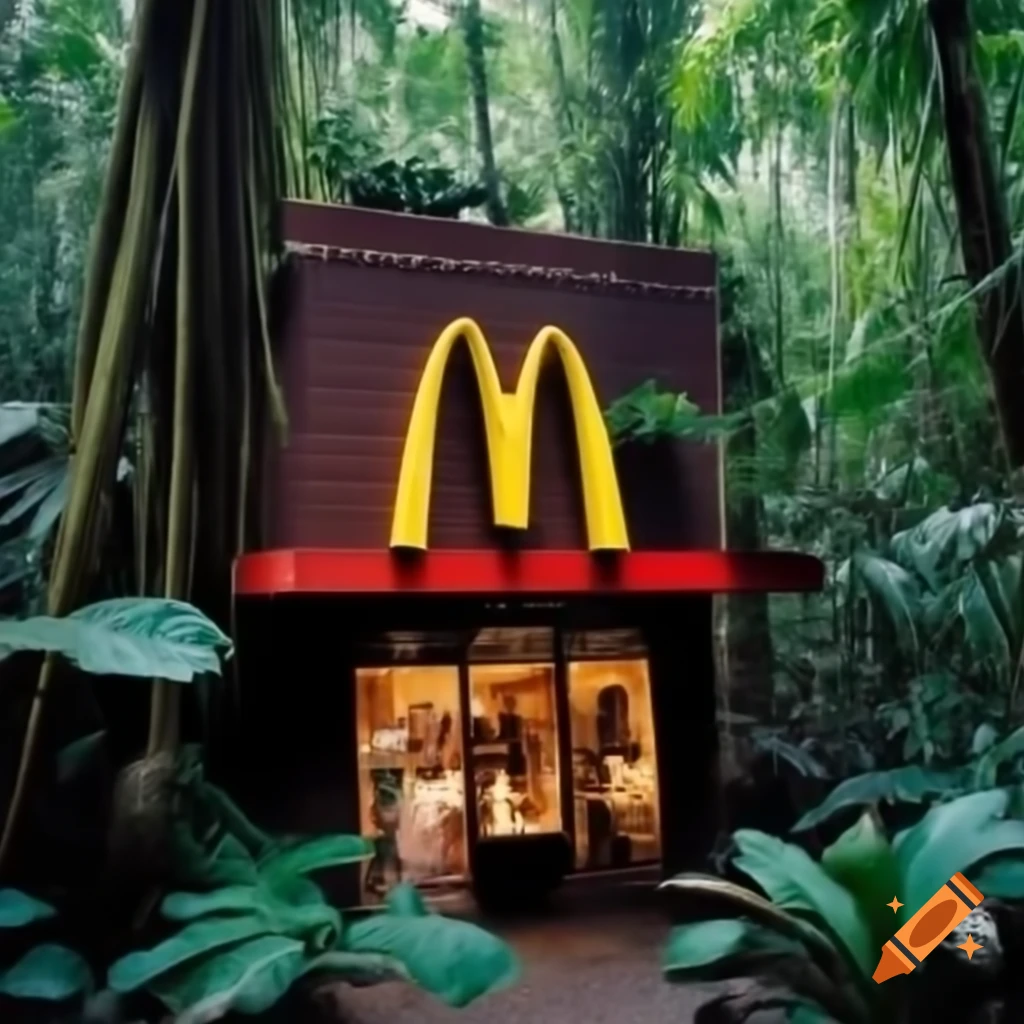 McDonald's storefront located in the Amazon rainforest on Craiyon