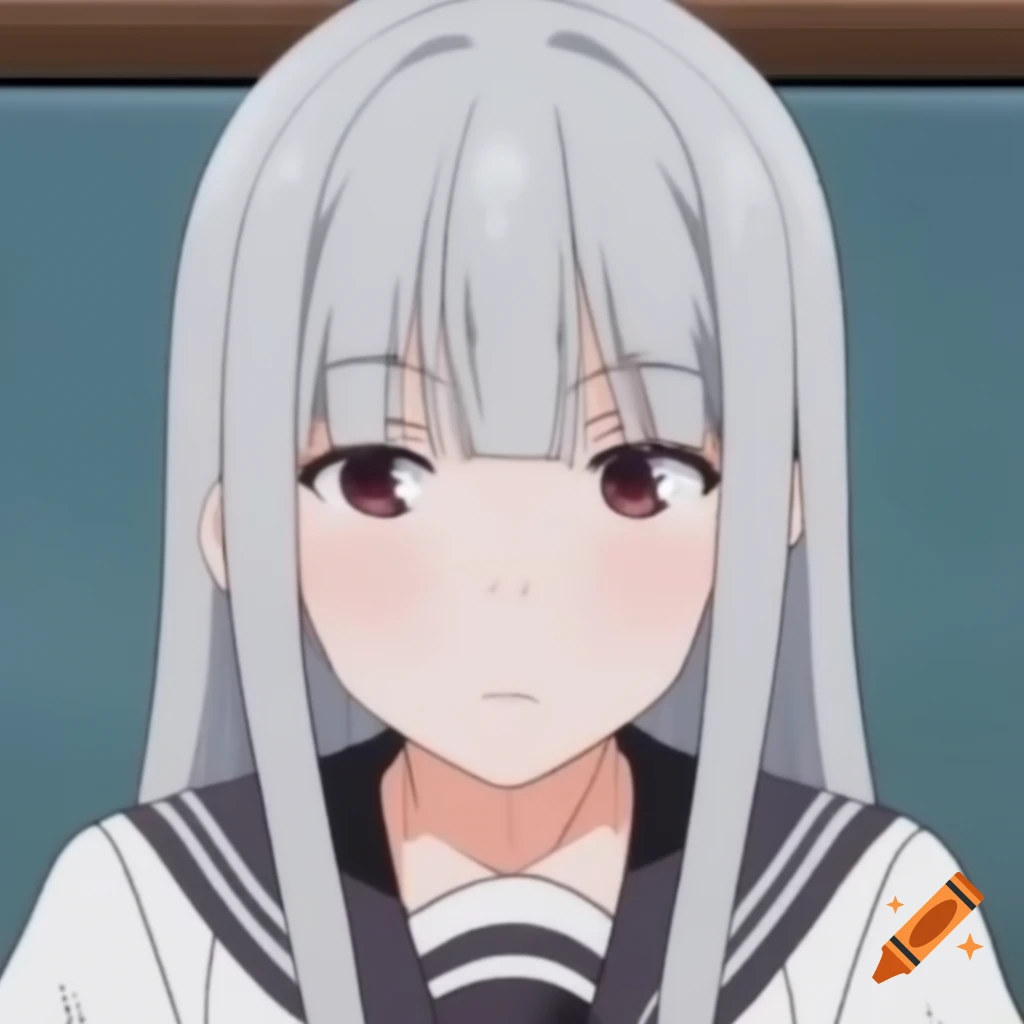 Anime girl with grey hair and neutral expression, profile picture on ...