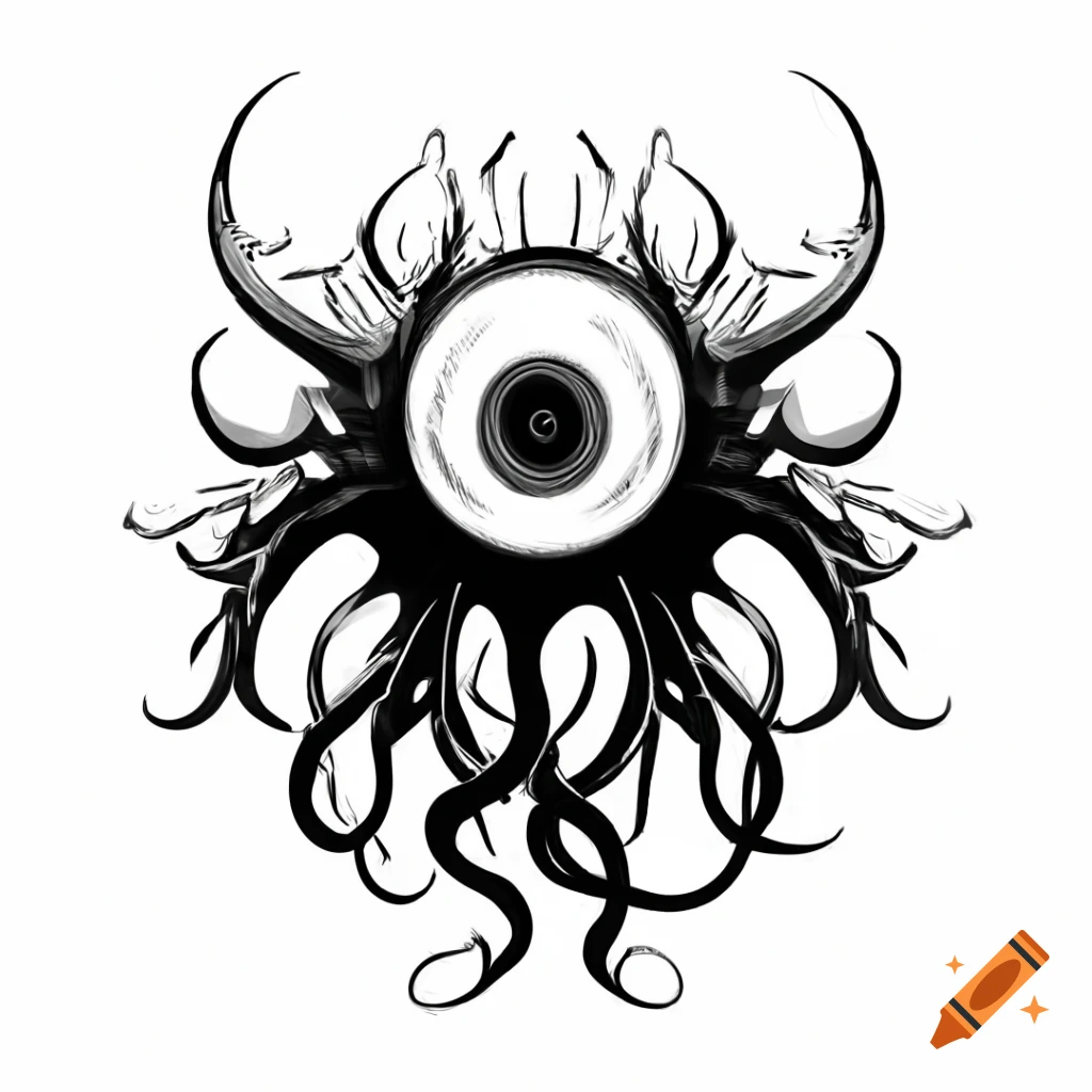 Abstract black and white design featuring tentacles and an eyeball for ...
