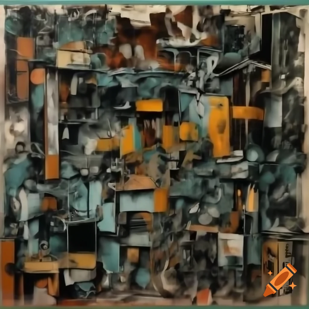 4k abstract painting with chaotic layered composition, influenced by ...
