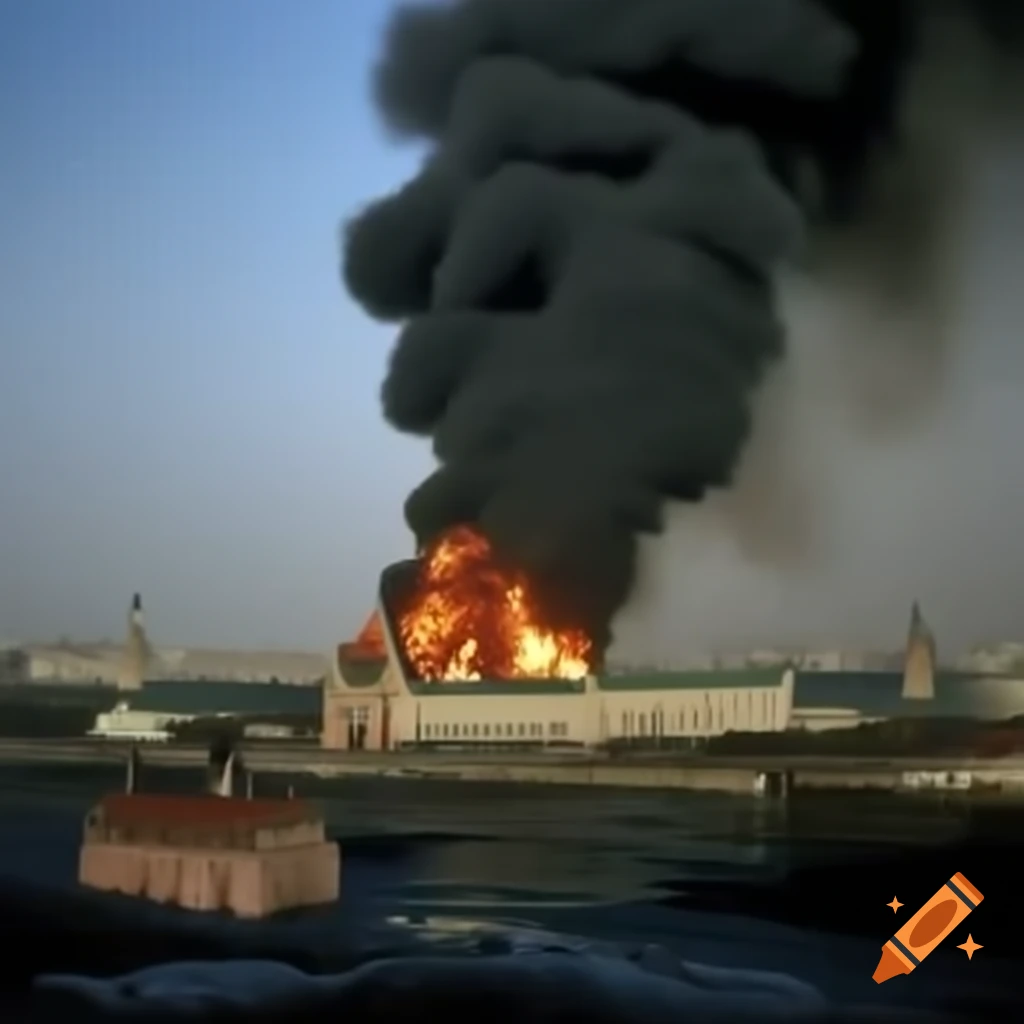 Flying saucer shooting fire at moscow kremlin on Craiyon