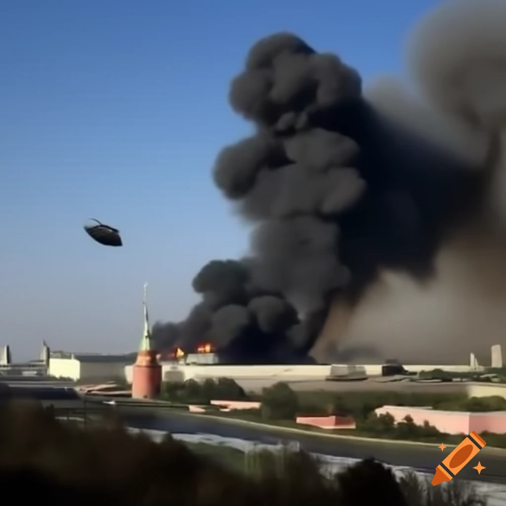 Flying saucer shooting fire at Moscow Kremlin on Craiyon