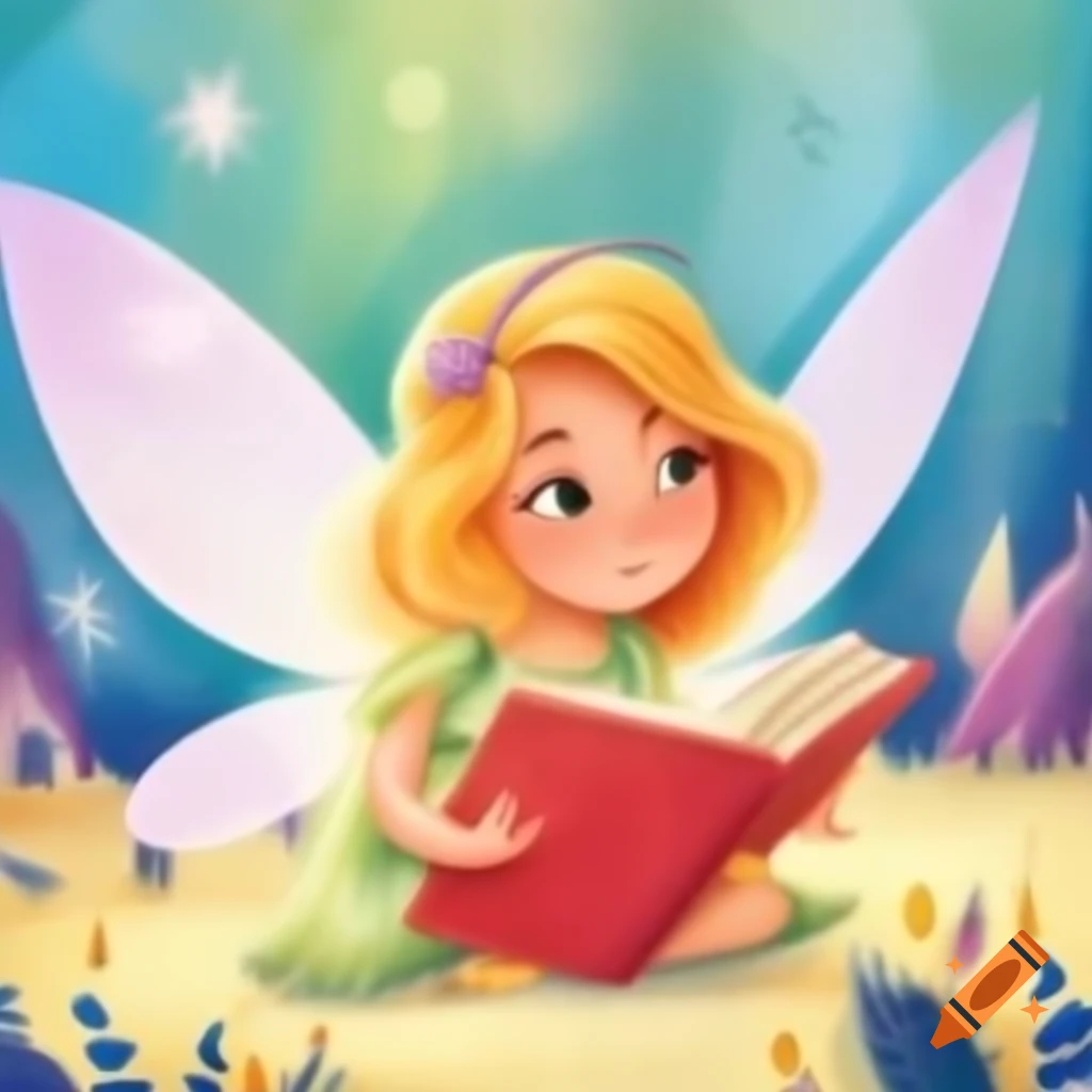 Fairy reading a book in a whimsical Disney style on Craiyon