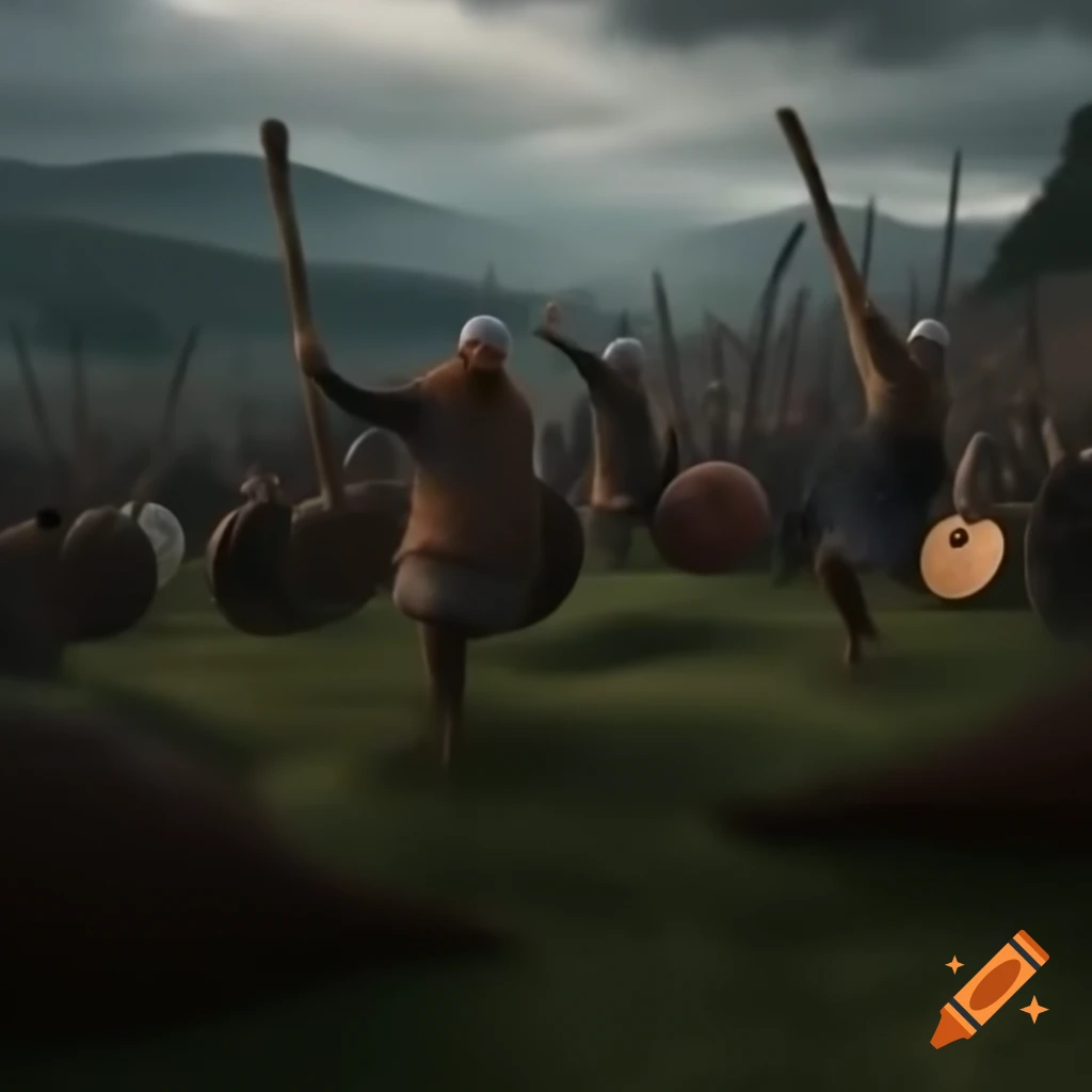 Viking community scene with traditional longhouses on Craiyon