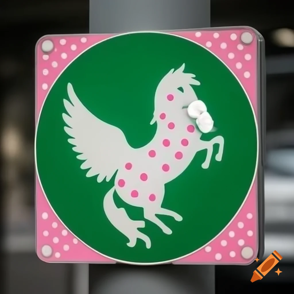 Traffic stop sign featuring a pink polka dot unicorn with fluffy wings ...