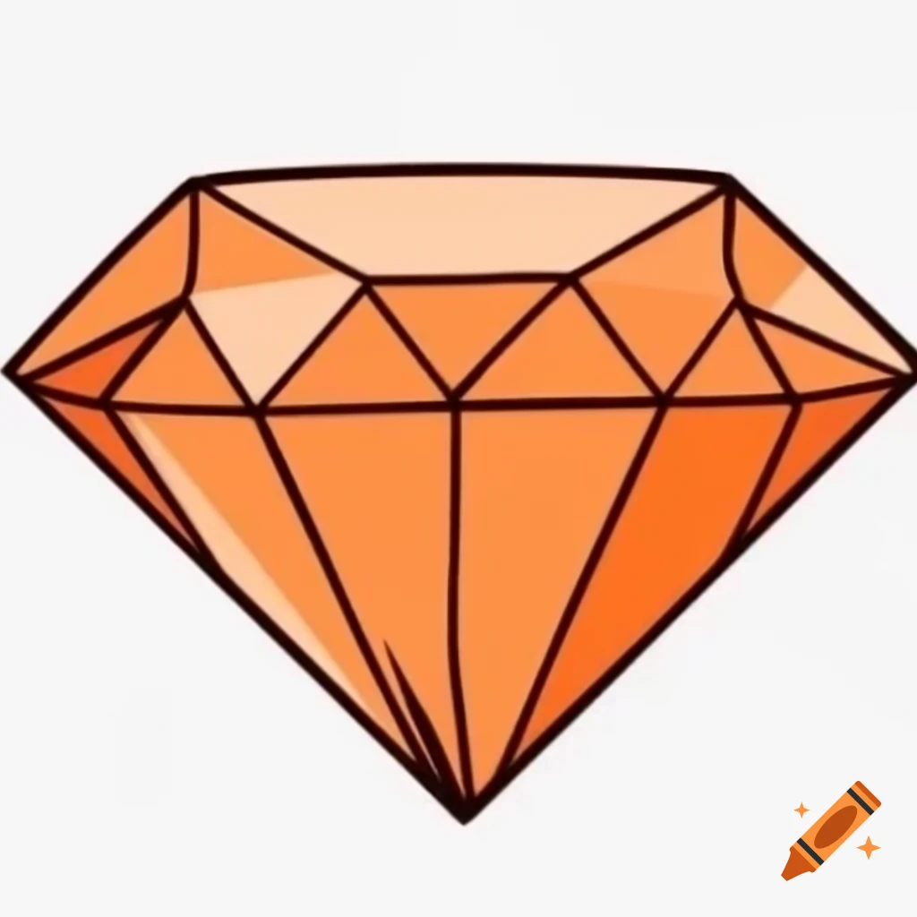 Cartoon of an orange colored diamond gem on Craiyon