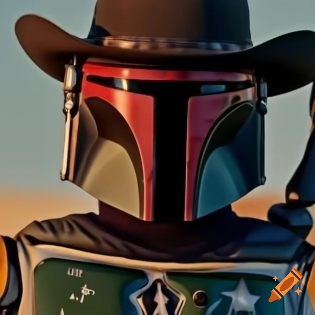 Boba fett wearing a texas ranger cowboy hat on Craiyon