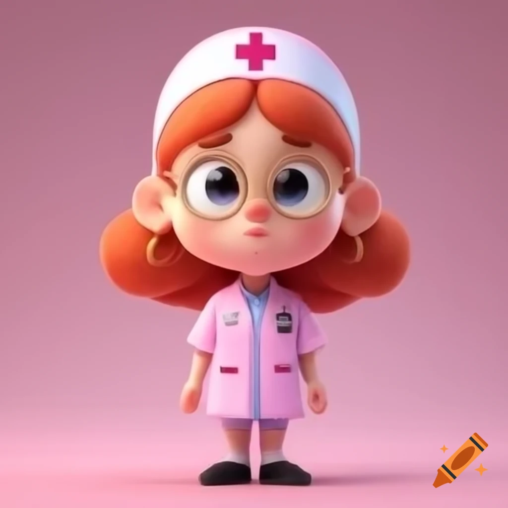 Caricature of nurse in pink uniform on Craiyon