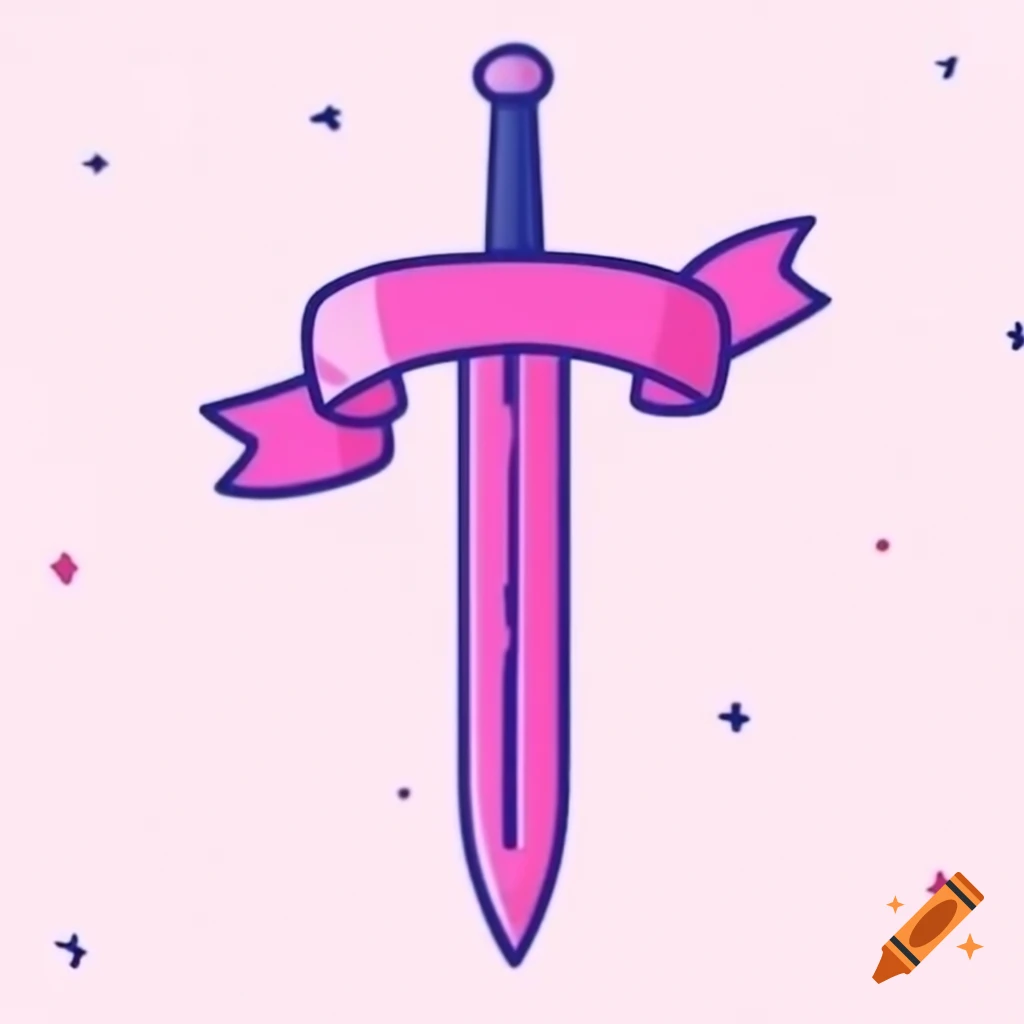 Pink sword adorned with ribbon on Craiyon
