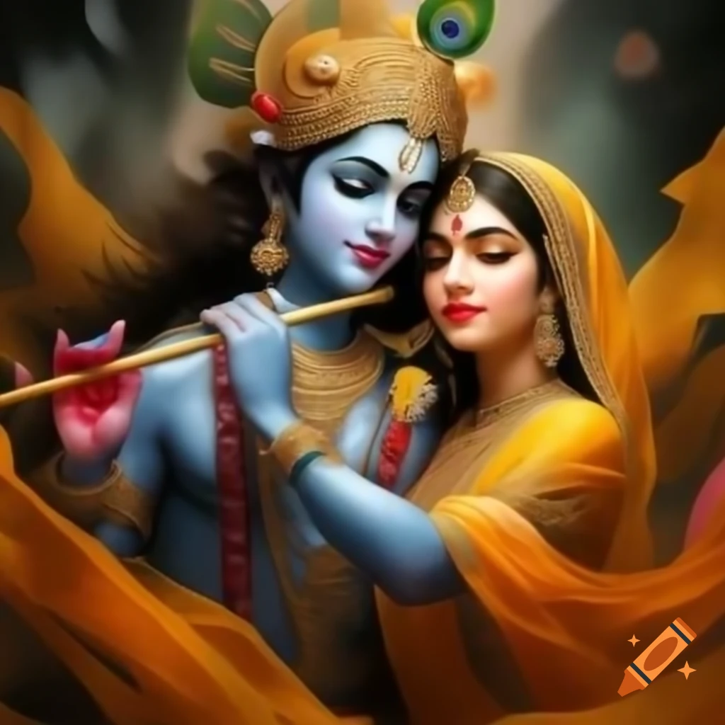 Dynamic background featuring Radha Krishna on Craiyon