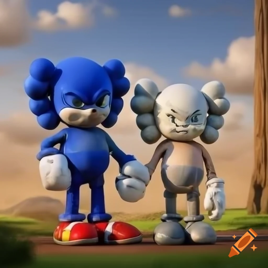 Stylized Sonic character inspired by Kaws art on Craiyon