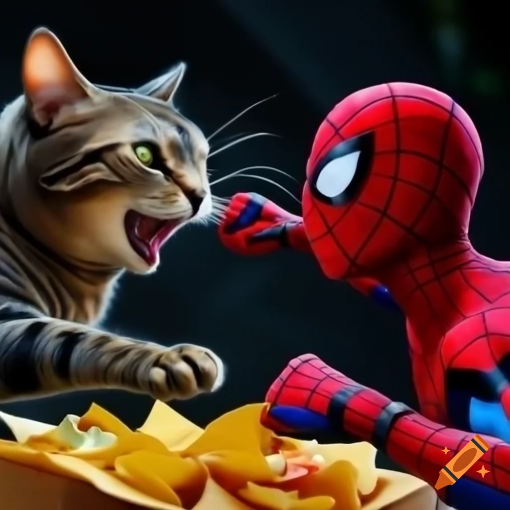Spider-Cat character resembling superhero with bright orange fur and ...
