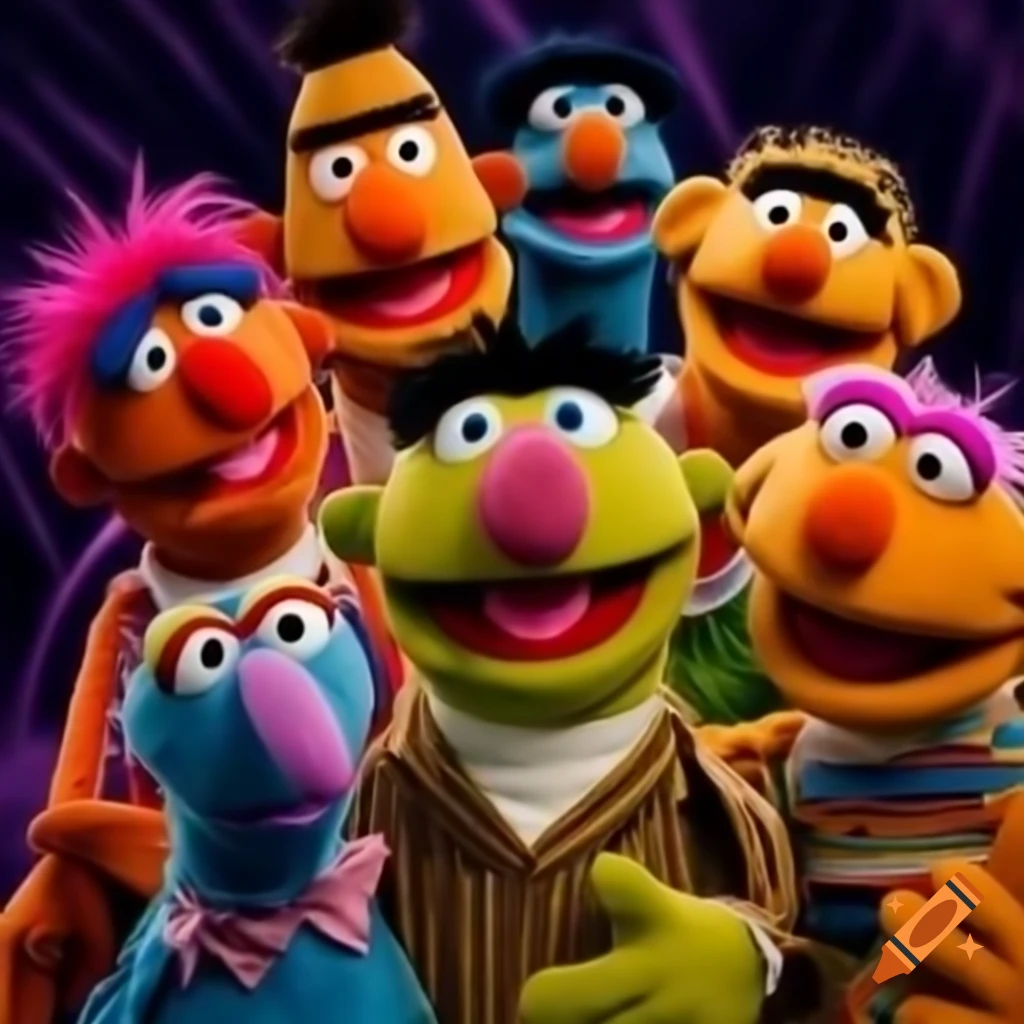 Muppets celebrating together at a party on Craiyon