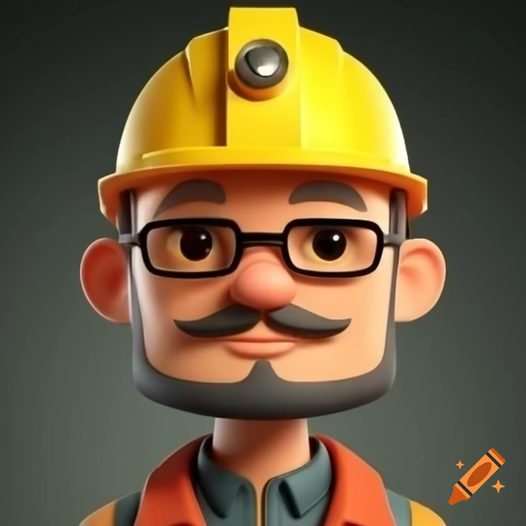 3d cartoon miner character on Craiyon