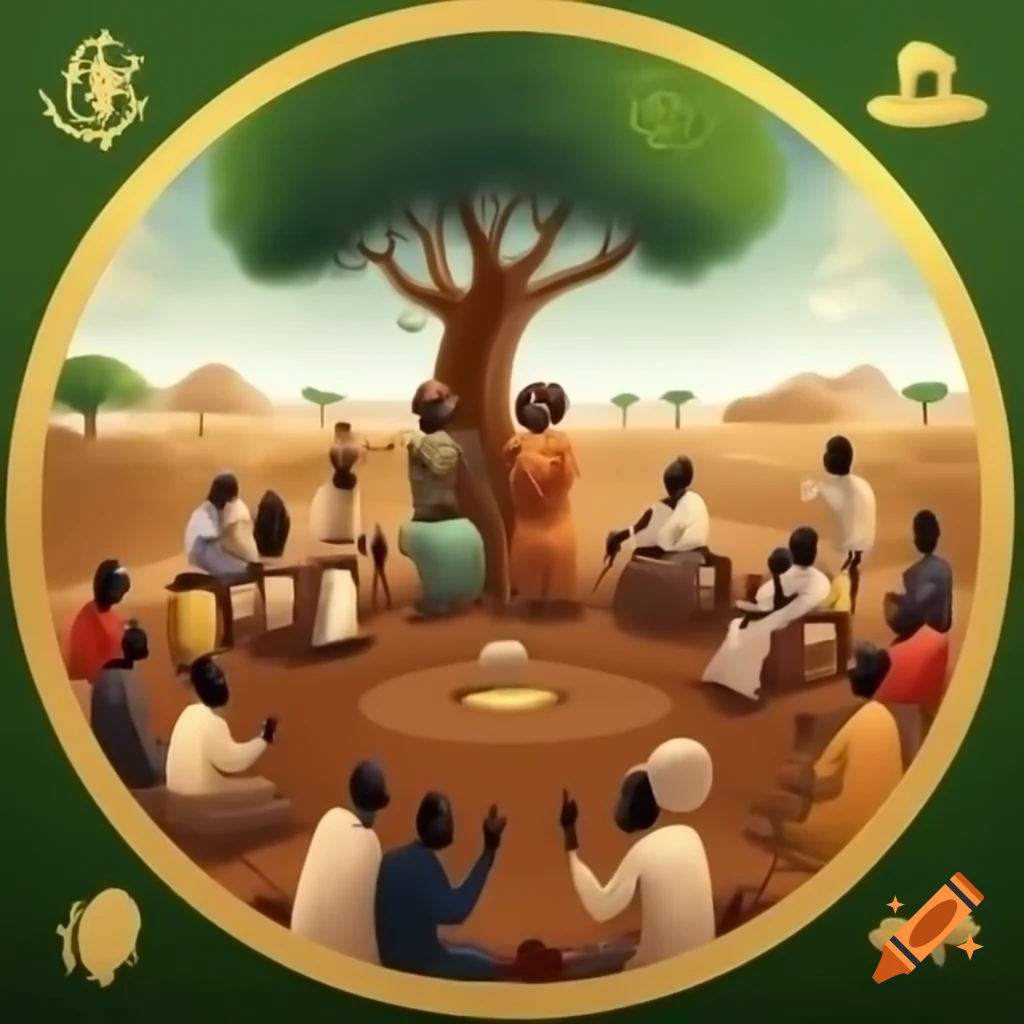 Naath chiefs in traditional attire engaged in discussion at open-air ...