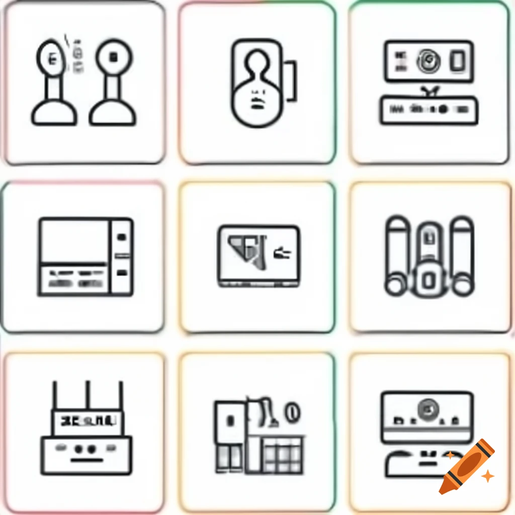 Flat outline color icons of audio equipment control on Craiyon