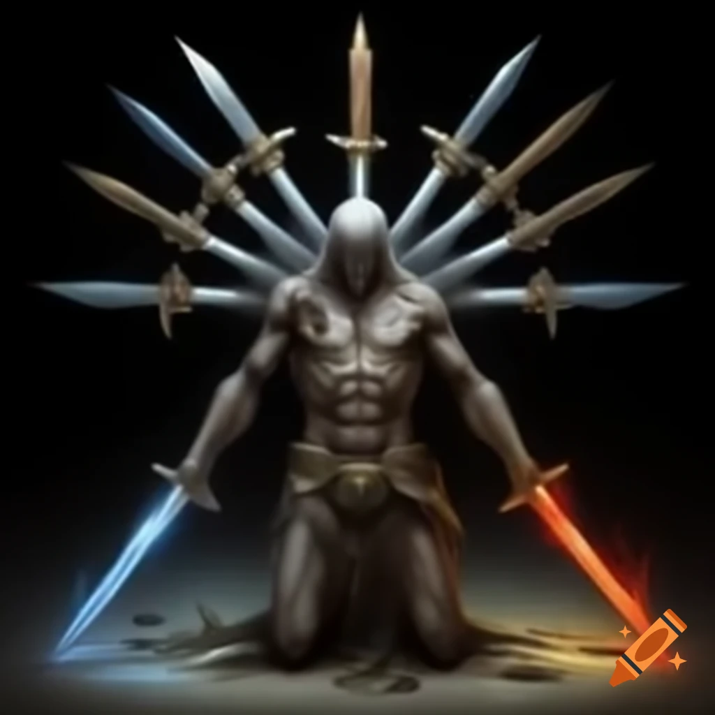 Human holding long double swords named 'Blades of Agony', depicted in ...