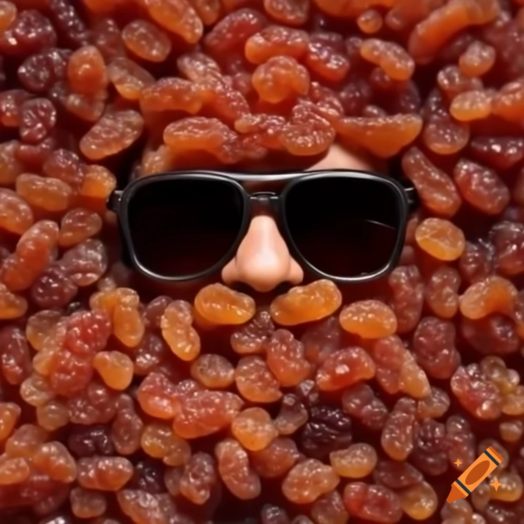 Humorous raisin figure wearing sunglasses on Craiyon