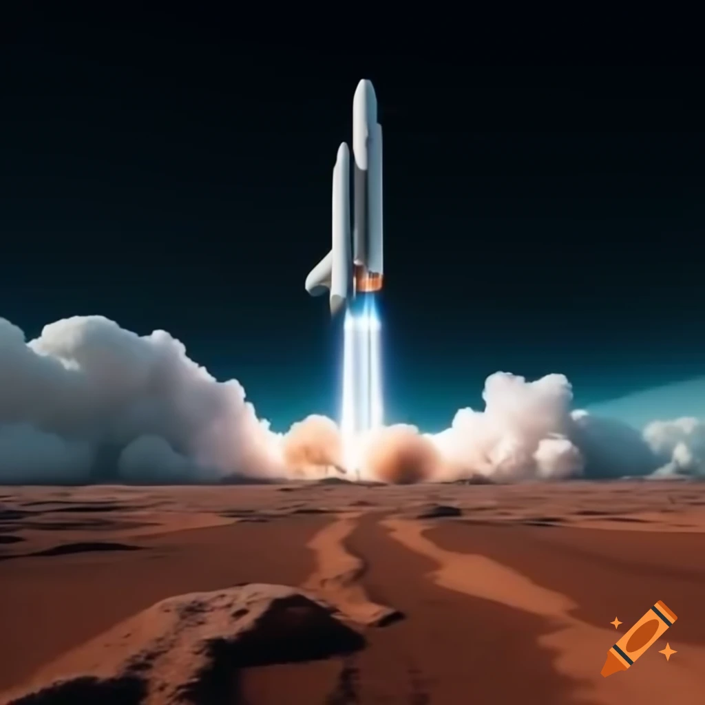 Futuristic minimalistic design of a modular space rocket for mars trip ...