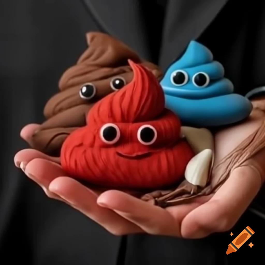 Person holding large and small colorful objects in each hand on Craiyon