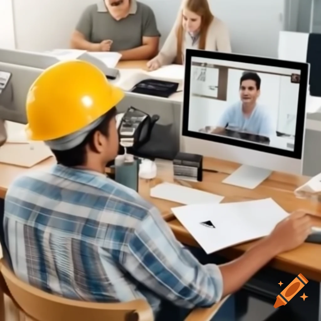 Civil engineering student participating in online class on Craiyon