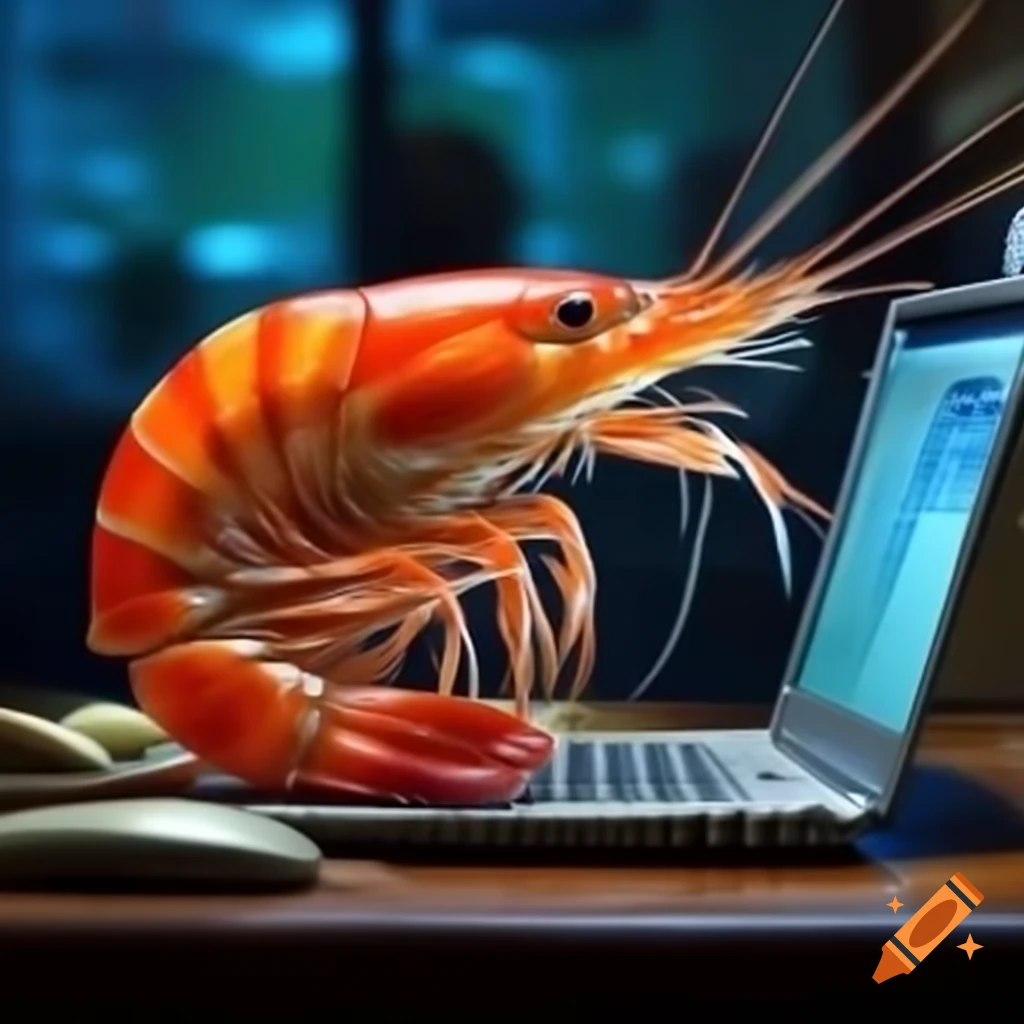 Simple shrimp silhouette on white background for vector usage on Craiyon