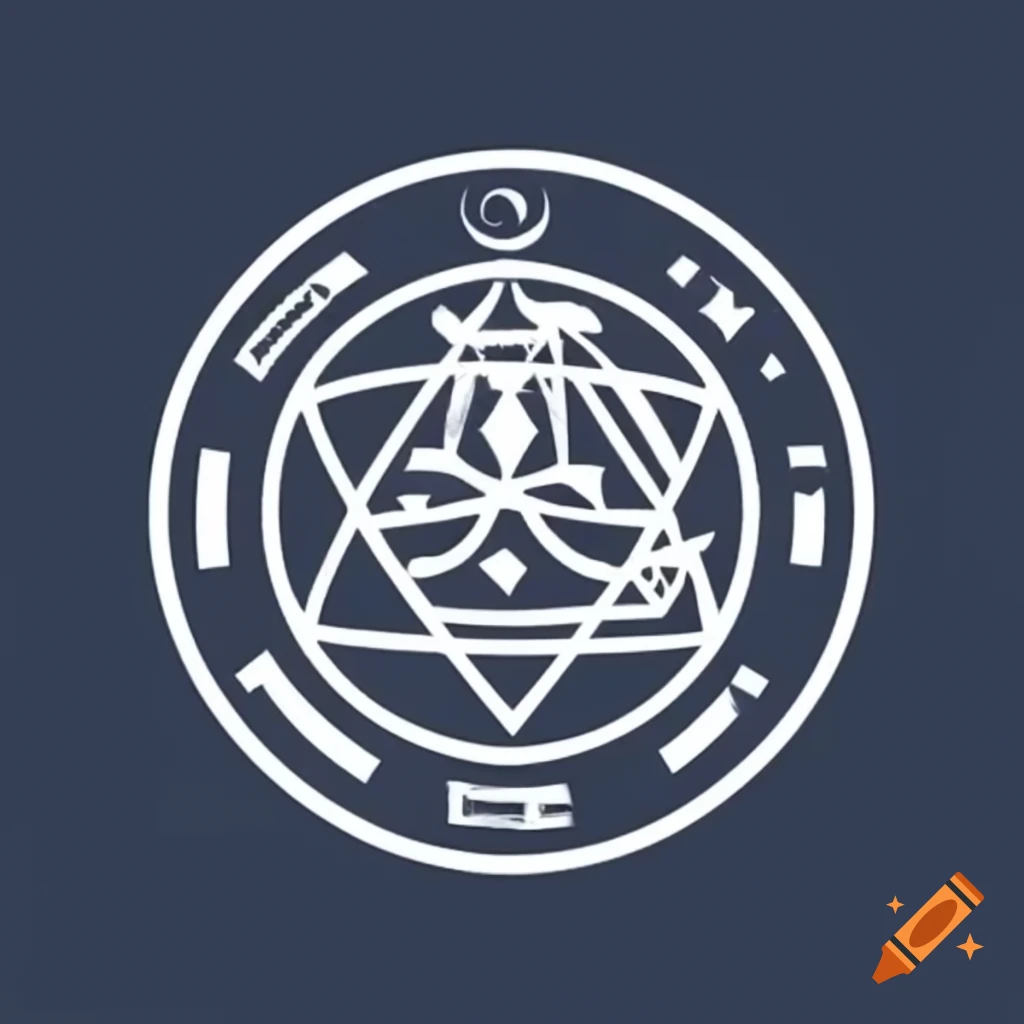 Black and white sigil for protection featuring a demon motif on Craiyon