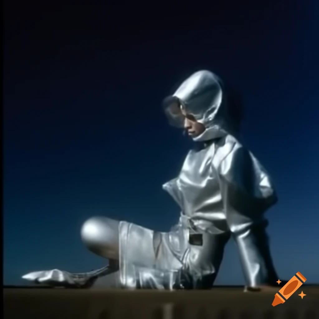 Pop surreal photography featuring anime-inspired silver statue on Craiyon