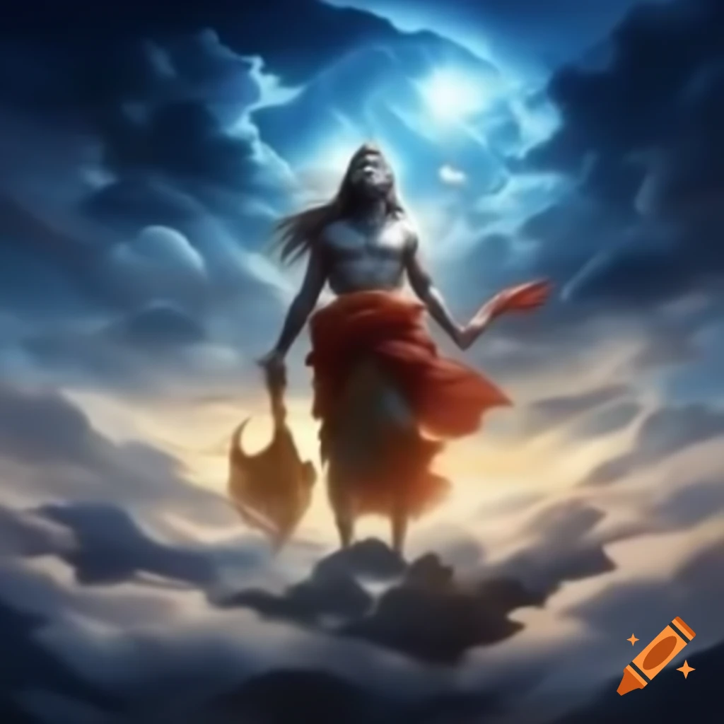 Surrealistic depiction of Kali goddess defeating a demon on Craiyon