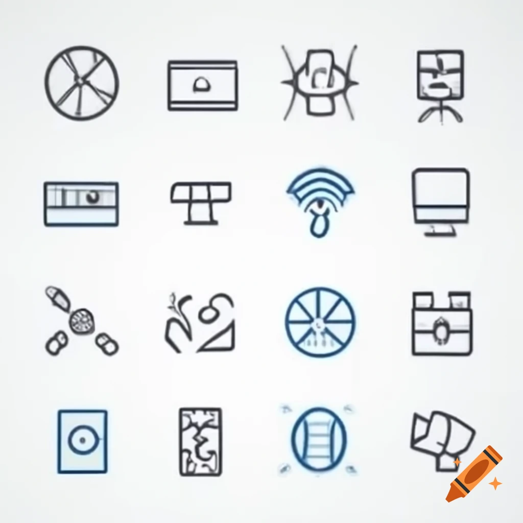 Flat outline color icons of audio equipment control on Craiyon