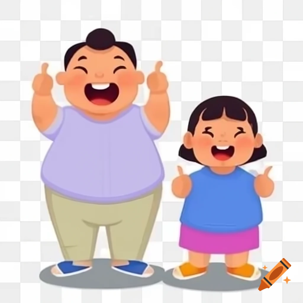 Cartoon of funny chinese boy and girl giving thumbs up on Craiyon